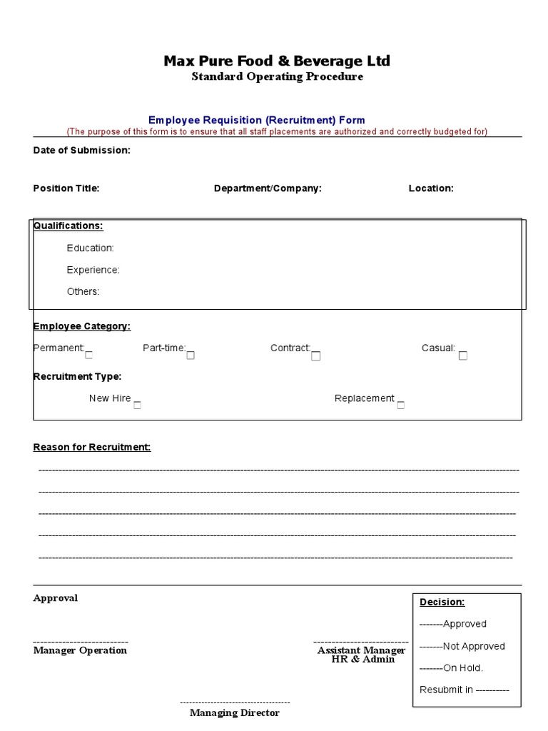Employee Requisition Form | PDF | Business | Employment