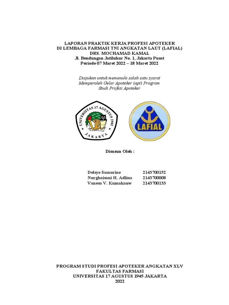 Praktik Kerja di Lafial TNI AL 2022 | PDF | Pengembangan Diri | Sains ...