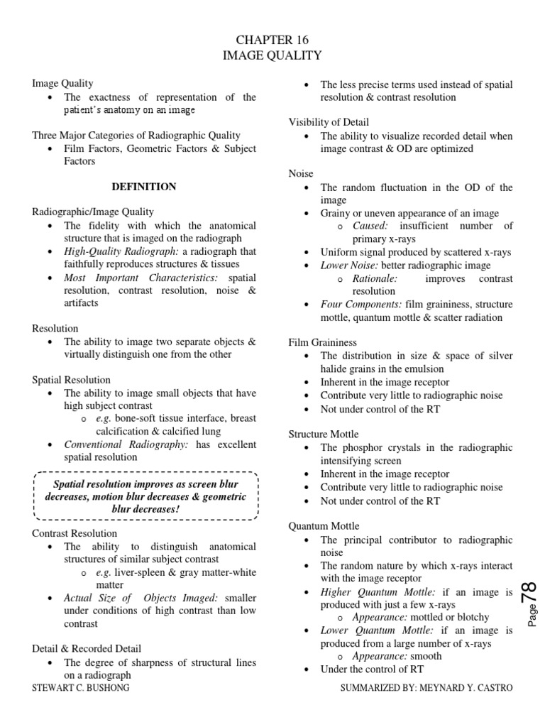 Chapter 16 Image Quality | PDF | Radiography | X Ray