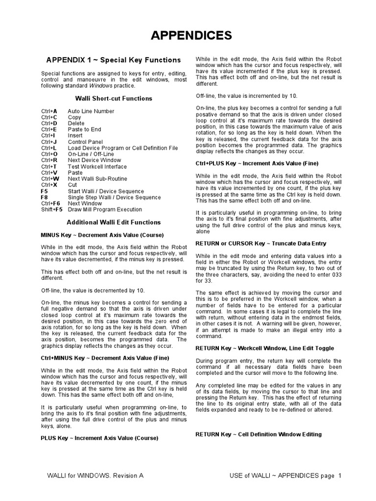 Appendices: APPENDIX 1 Special Key Functions | PDF | Control Flow ...