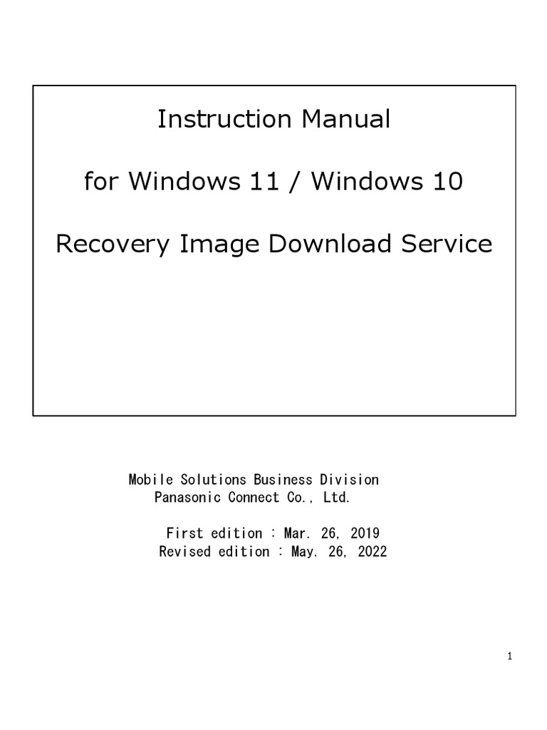 Instruction Manual For Windows 11 / Windows 10 Recovery Image Download ...