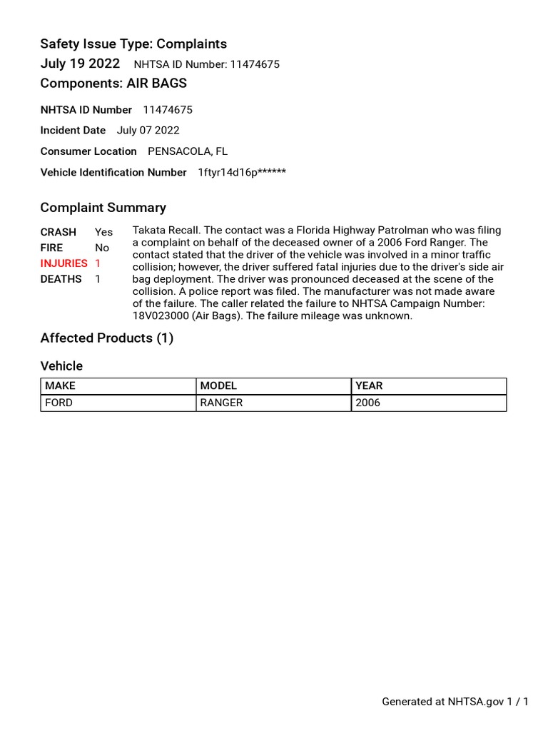 NHTSA Document | PDF