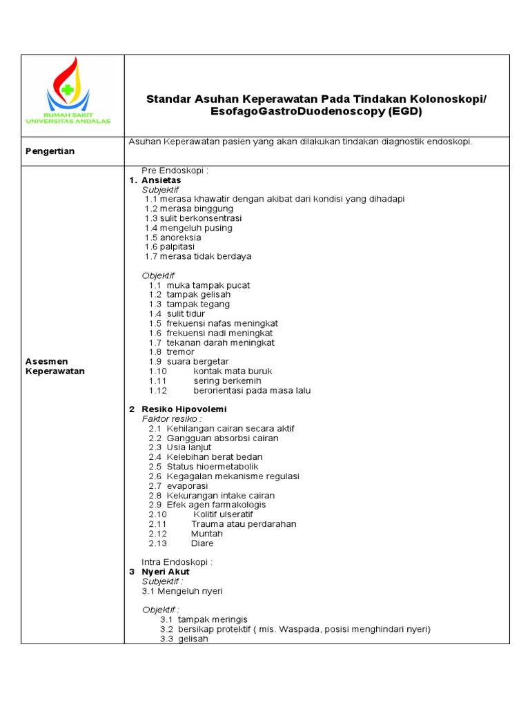 Asuhan Keperawatan Kolonoskopi dan EGD | PDF
