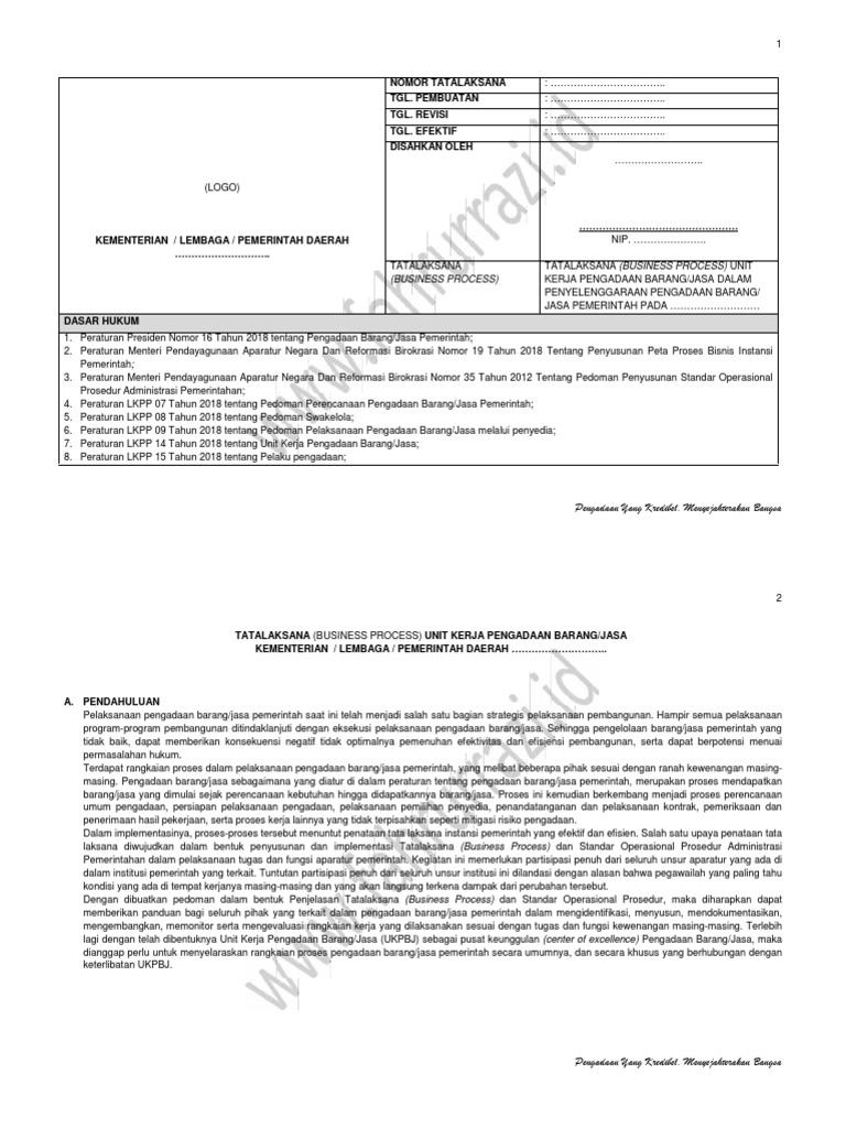 Lampiran - Business Process UKPBJ (P1618) | PDF | Bisnis | Teknologi ...