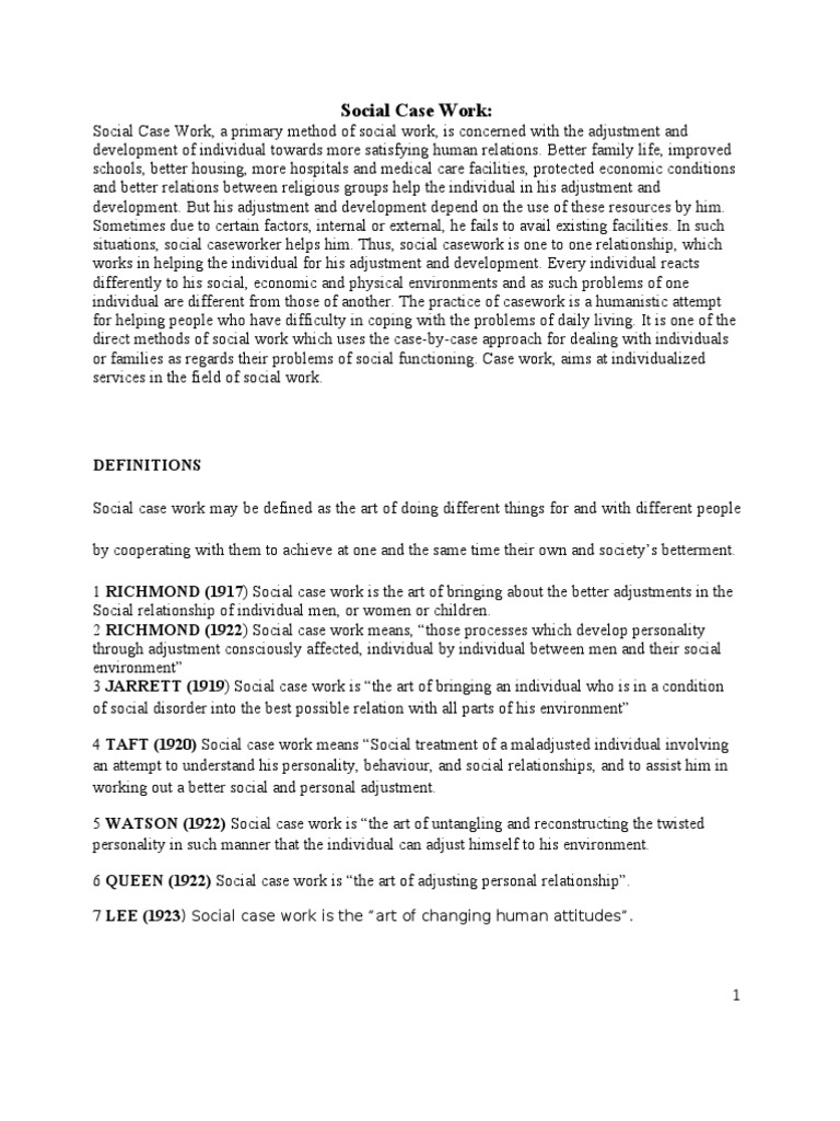 Understanding Social Case Work Methods | PDF | Medical Diagnosis | Emotions