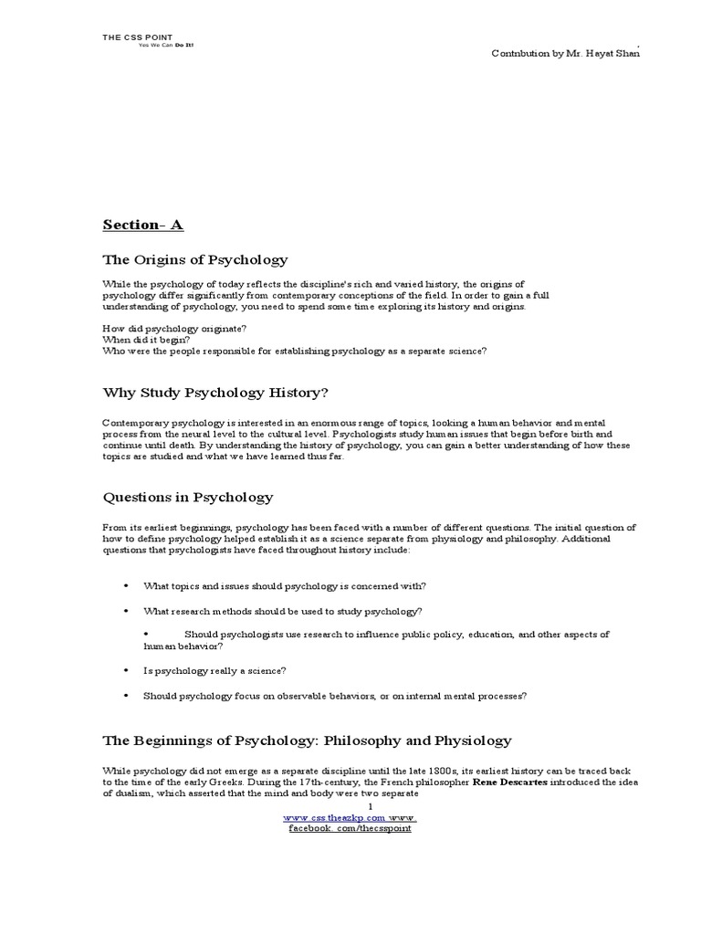Brief Psychology Notes | PDF | Psychology | Humanistic Psychology