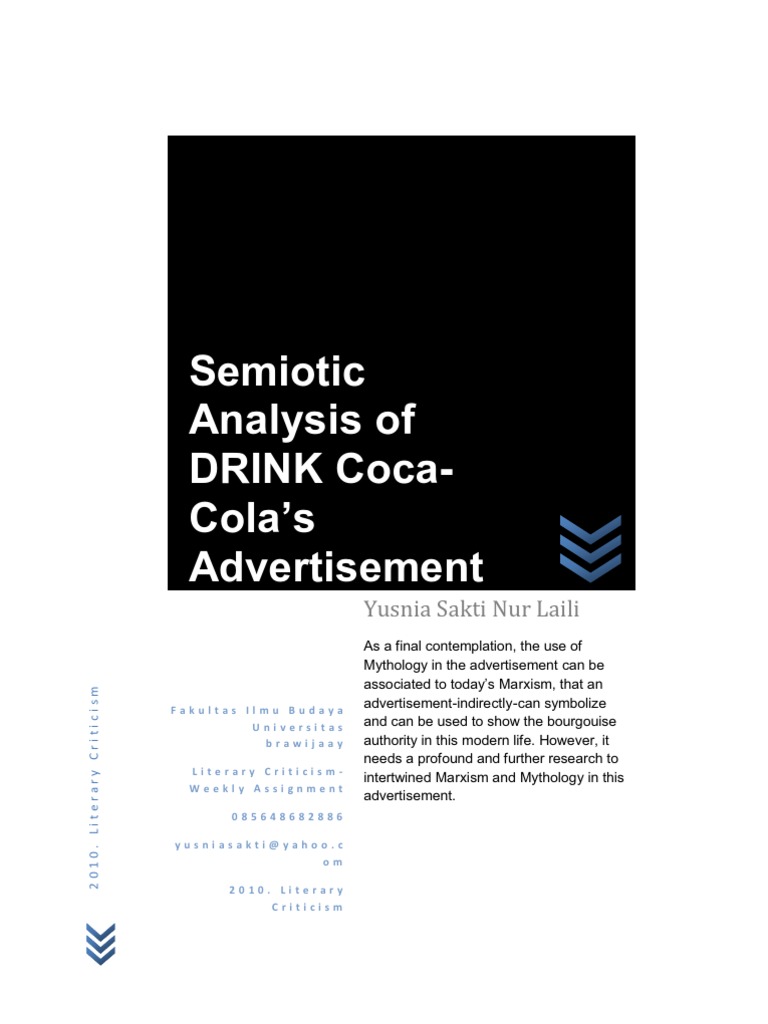 Semiotic Analysis of DRINK Coca Cola's Advertisement | PDF | Coca Cola ...