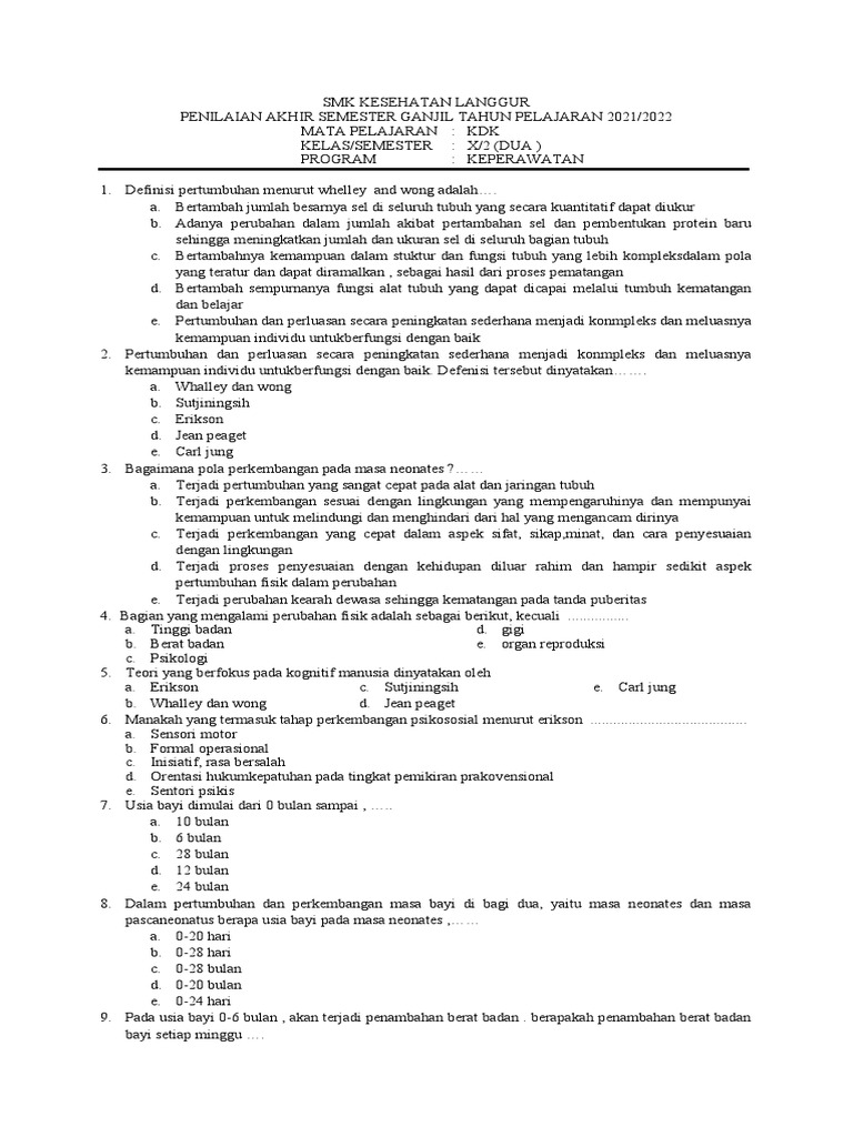 Soal KDK Semster 2 | PDF