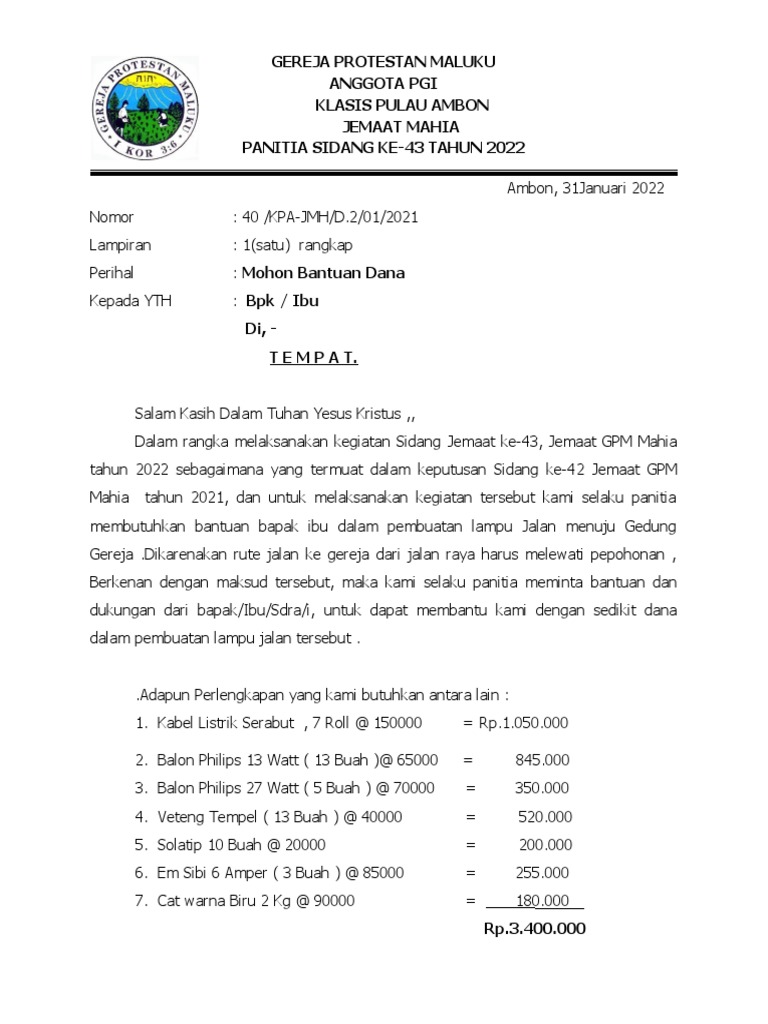 Proposal Mini Sidang Jemaat | PDF