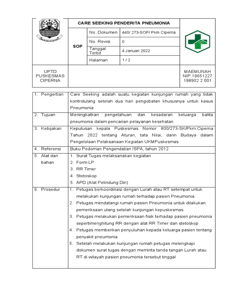 Sop Care Seeking | PDF | Pengembangan Diri | Kesehatan Holistik