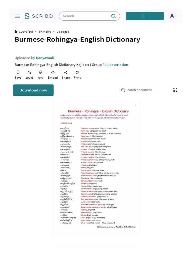 Burmese-Rohingya-English Dictionary - PDF181444 | PDF