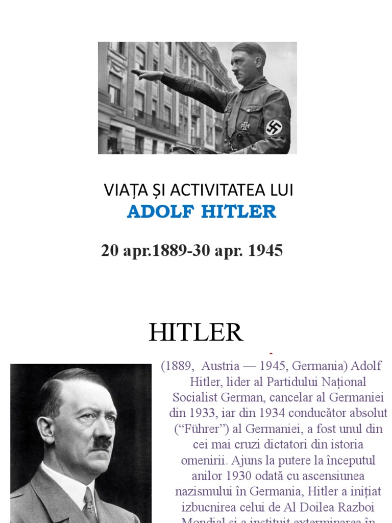Viata Si Activitatea Lui Hitler | PDF