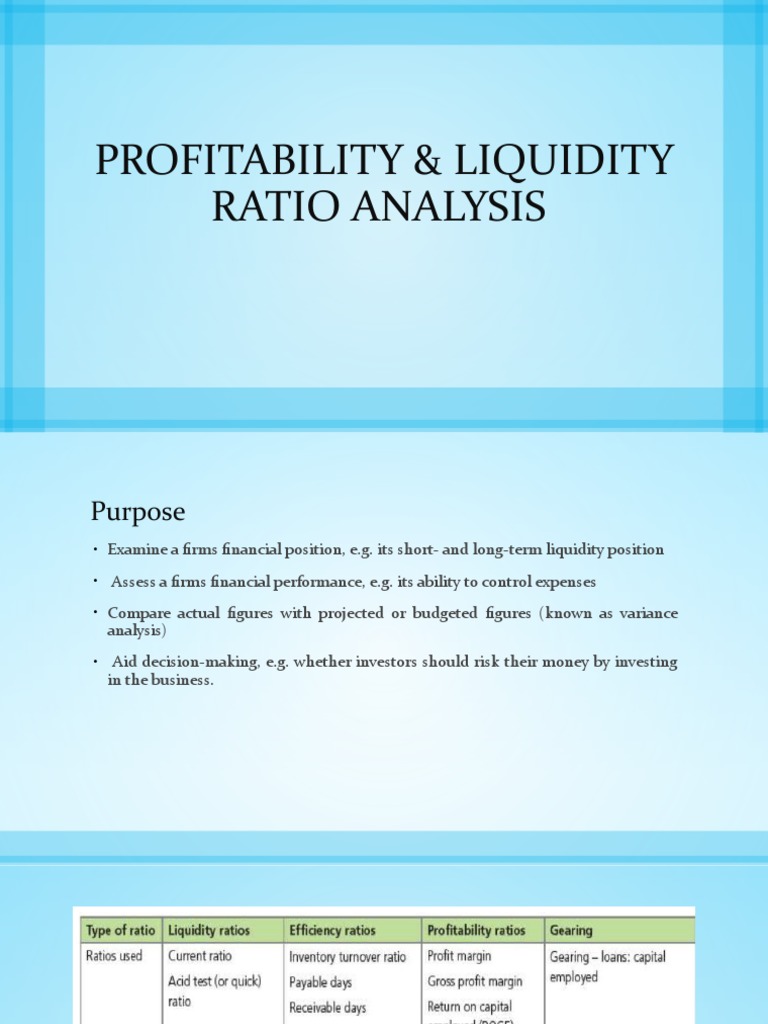 Profitability & Liquidity Ratio Analysis | PDF | Investing | Market ...