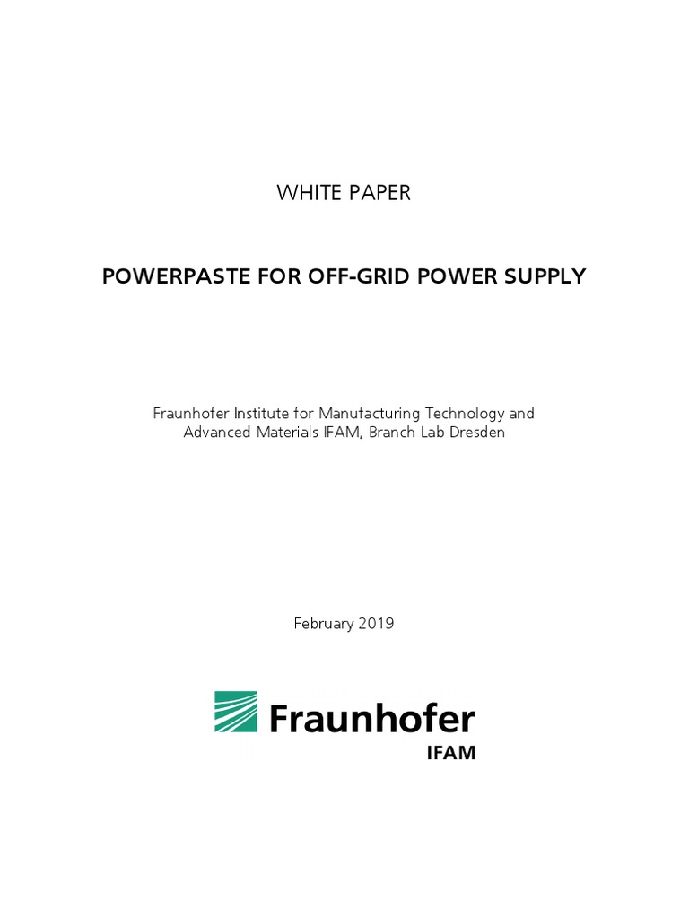 Powerpaste For Off-Grid Power Supply: White Paper | PDF | Fuel Cell ...