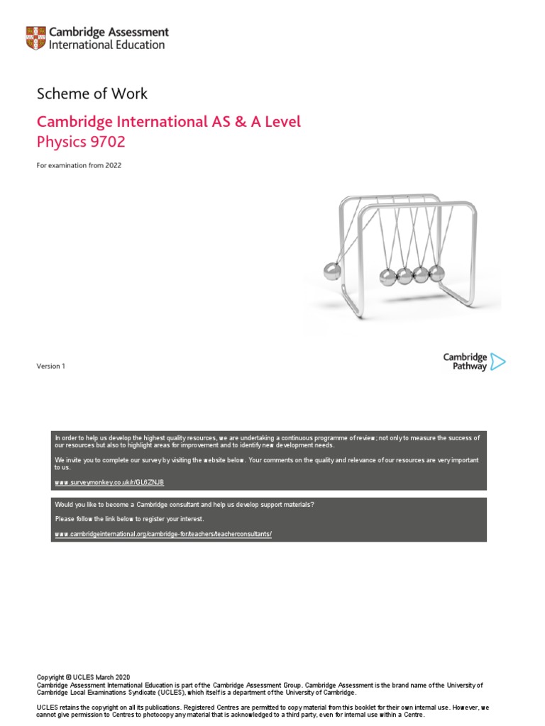 9702 Scheme of Work (For Examination From 2022) | PDF | Velocity ...