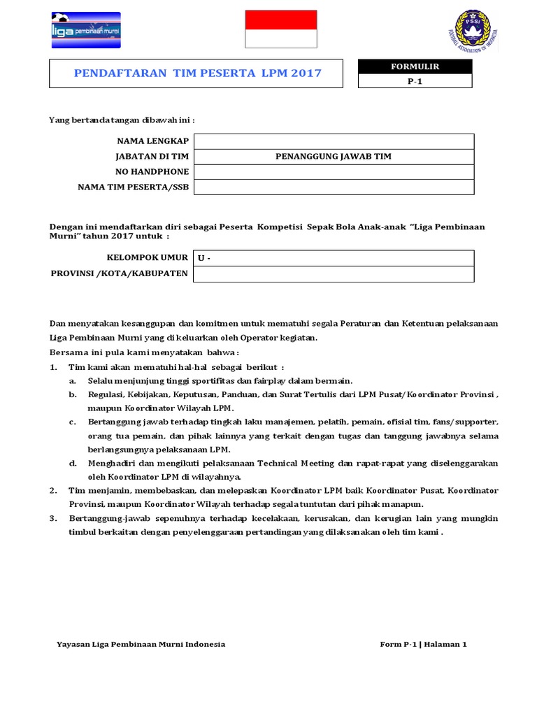 Formulir Pendaftaran Tim LPM 2017 | PDF