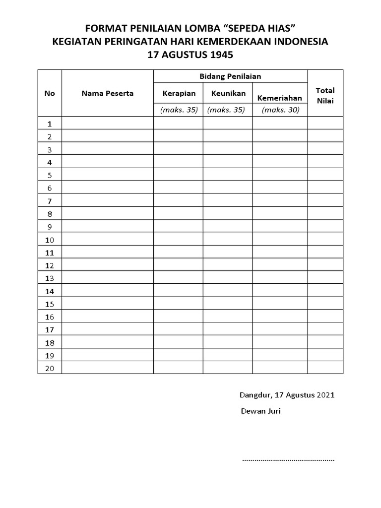 FORMAT PENILAIAN 17AN - Sepeda Hias | PDF