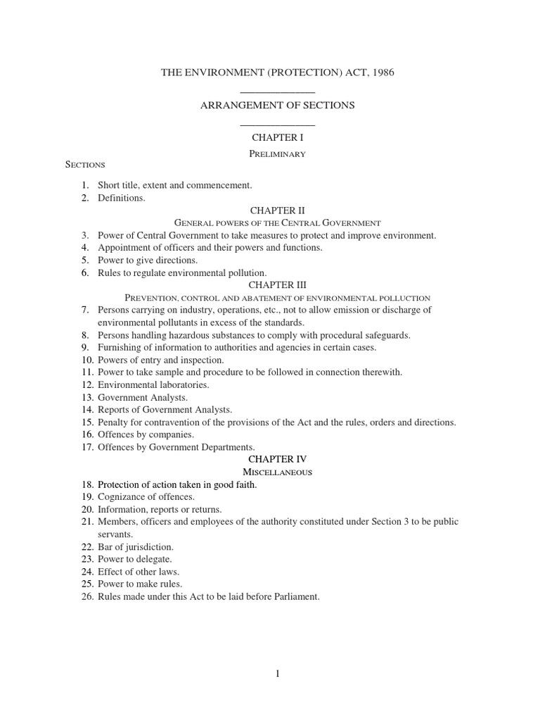 The Environment (Protection) Act, 1986 | PDF | Pollution | Crimes