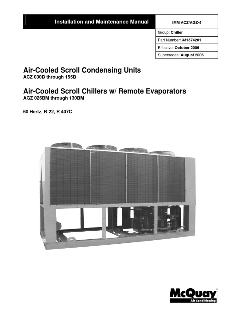 McQuay Installation Manual ACZ-AGZ | PDF | Pump | Water