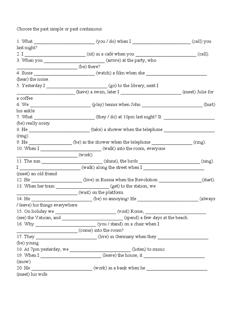 Exercise - Past Simple or Past Continuous | PDF