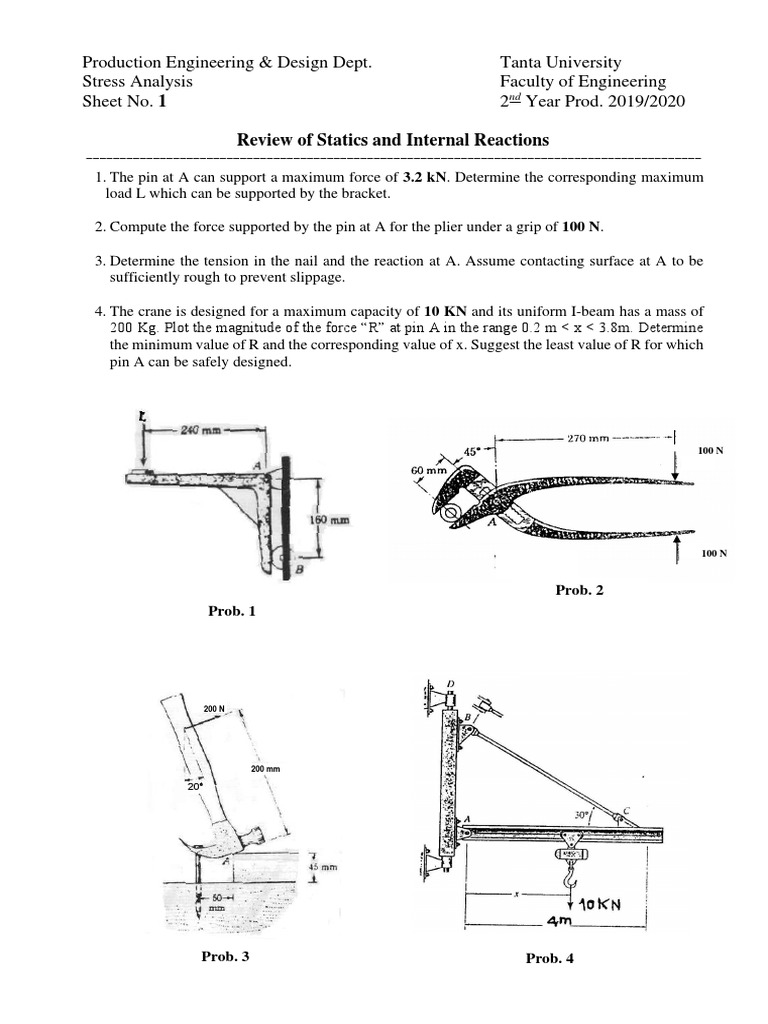 Review of Statics and Internal Reactions | PDF | Force | Stress (Mechanics)