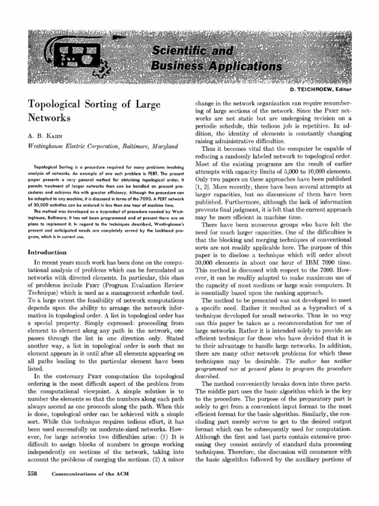 Topological Sorting of Large Networks | PDF | Algorithms | Control Flow