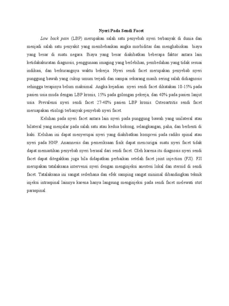 Nyeri Pada Sendi Facet | PDF | Sains & Matematika
