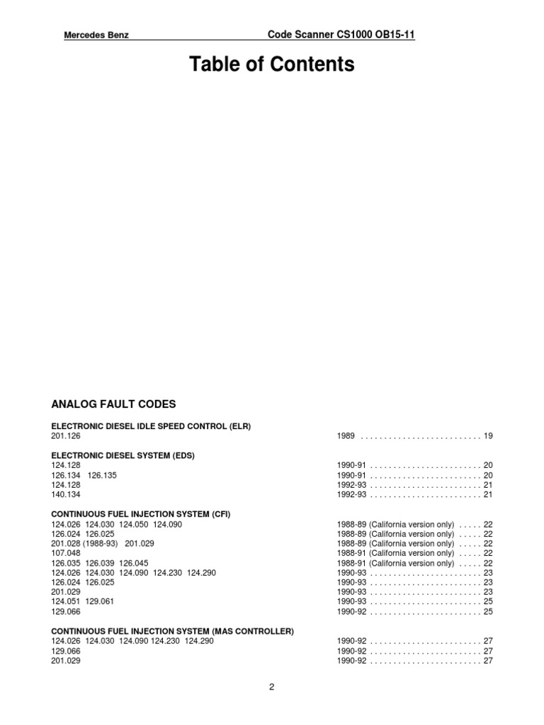 Mercedes Error Codes | PDF | Throttle | Electrical Connector
