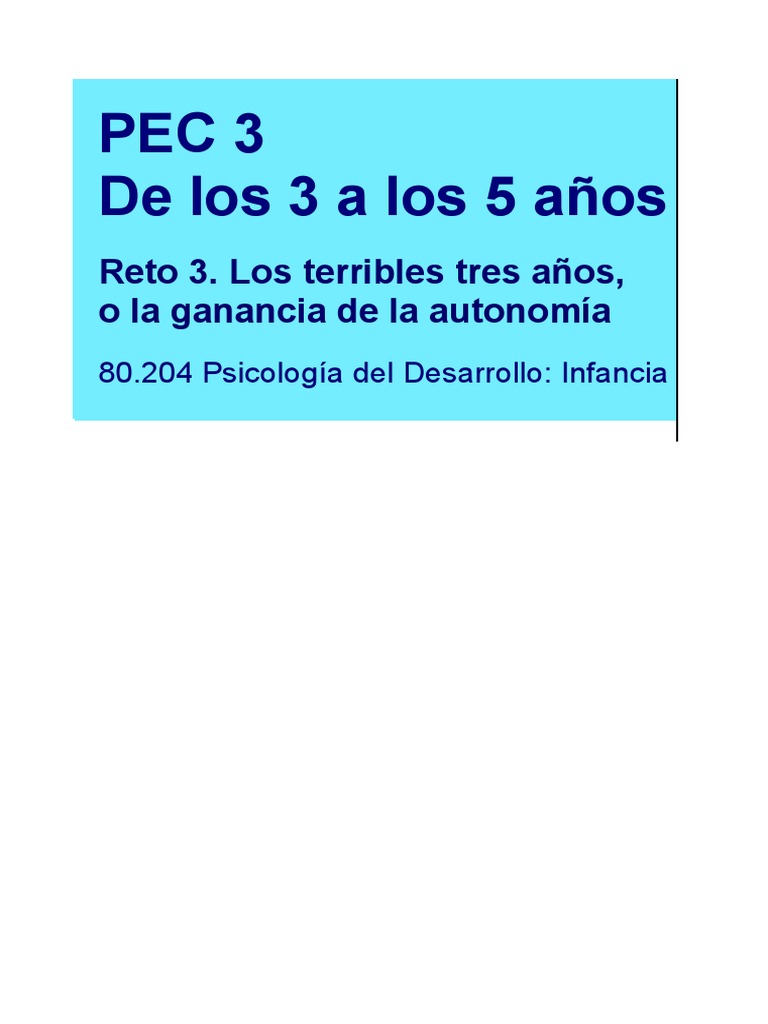 PEC3 Infancia - Solucion | PDF | Aprendizaje | Abuso infantil