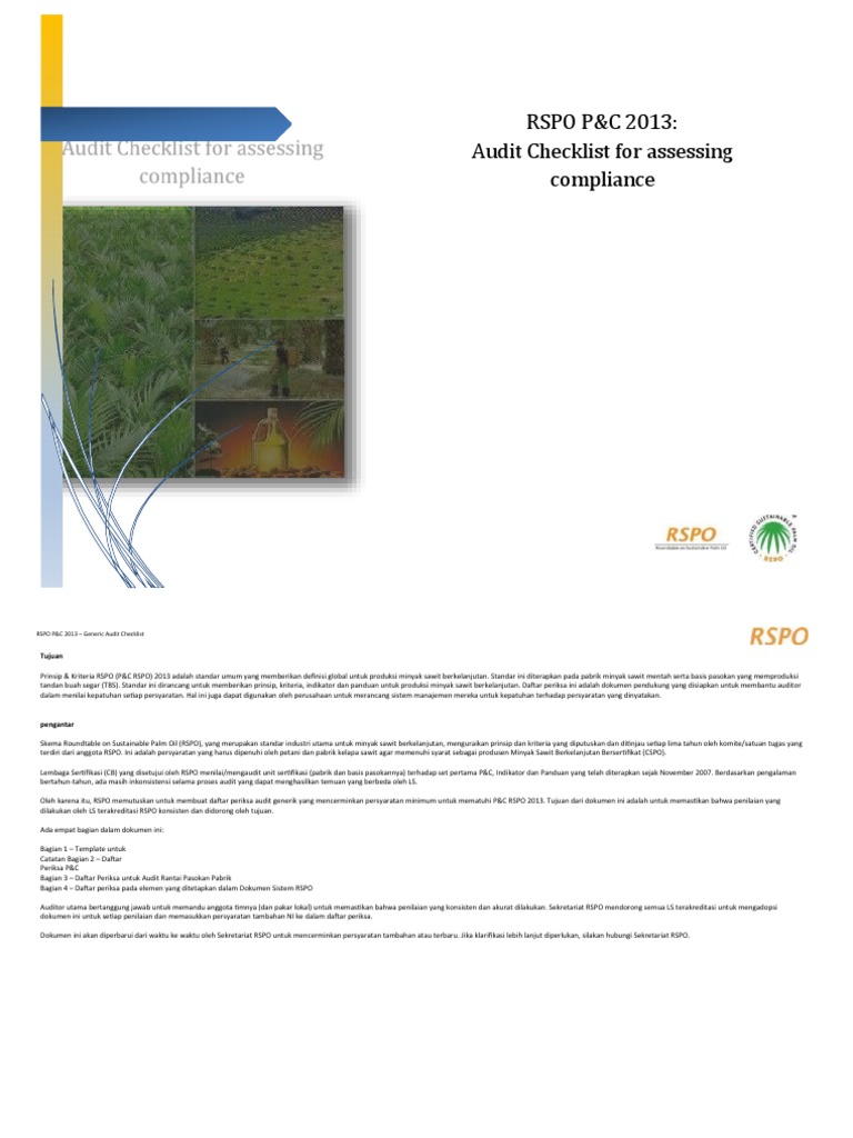 RSPO Kebun - Ceklis Audit | PDF