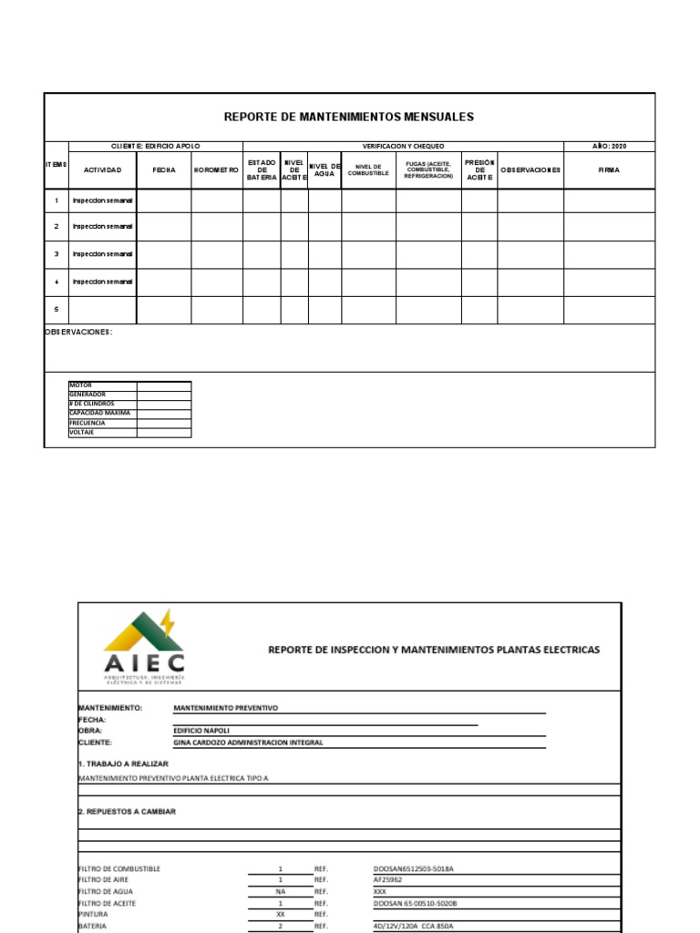 Reporte Mtto Planta | PDF | Turbocompresor | Inyección de combustible