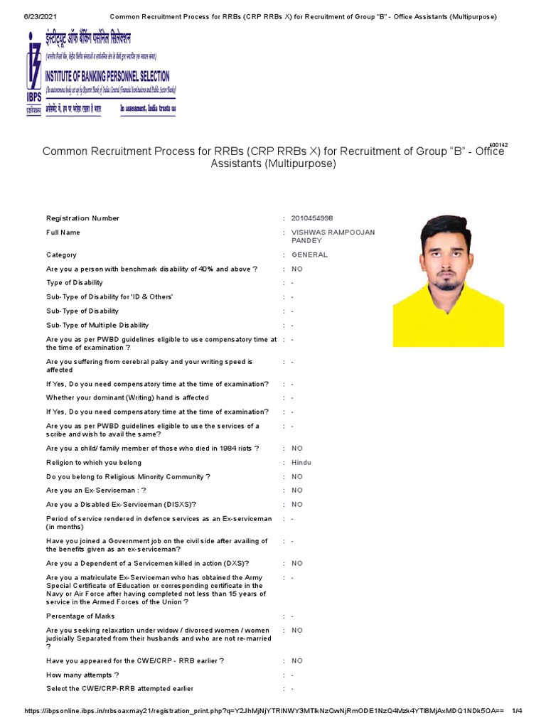 Common Recruitment Process For RRBs (CRP RRBs X) For Recruitment of ...