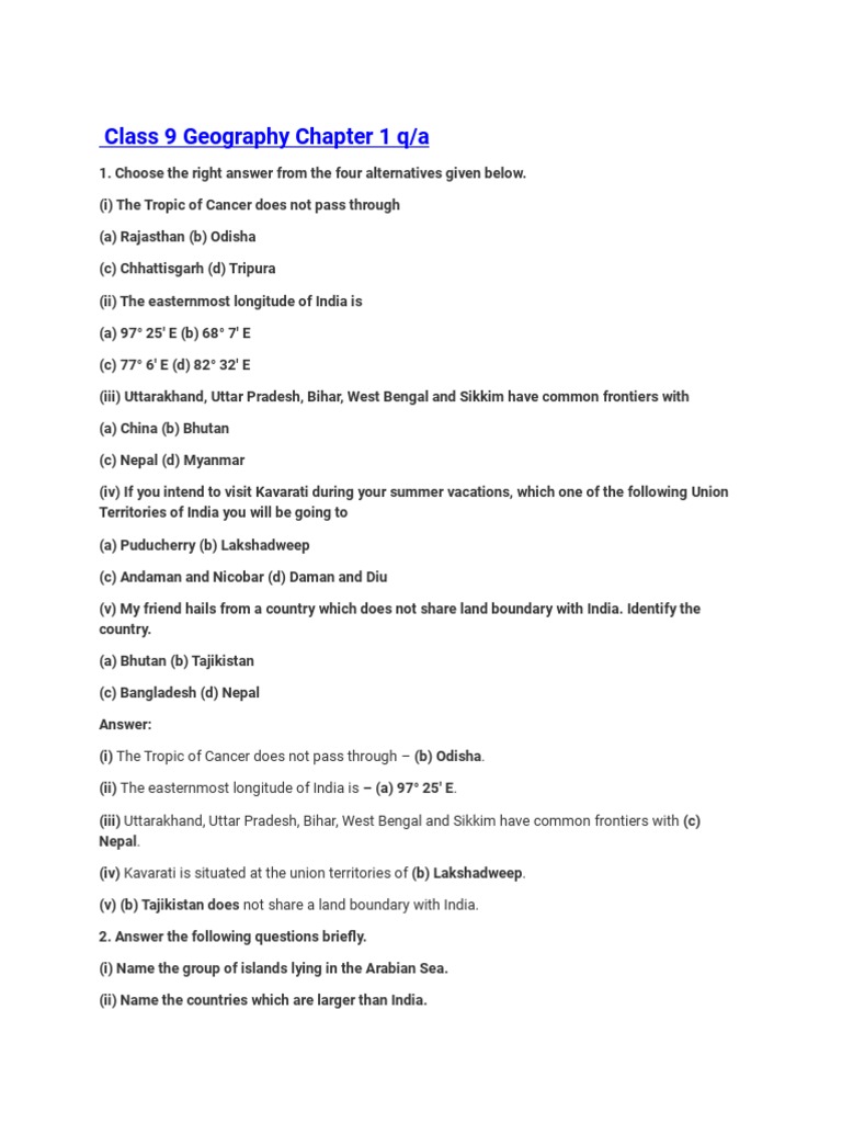 _Class 9 Geography Chapter 1 | PDF | Indian Ocean | Asia