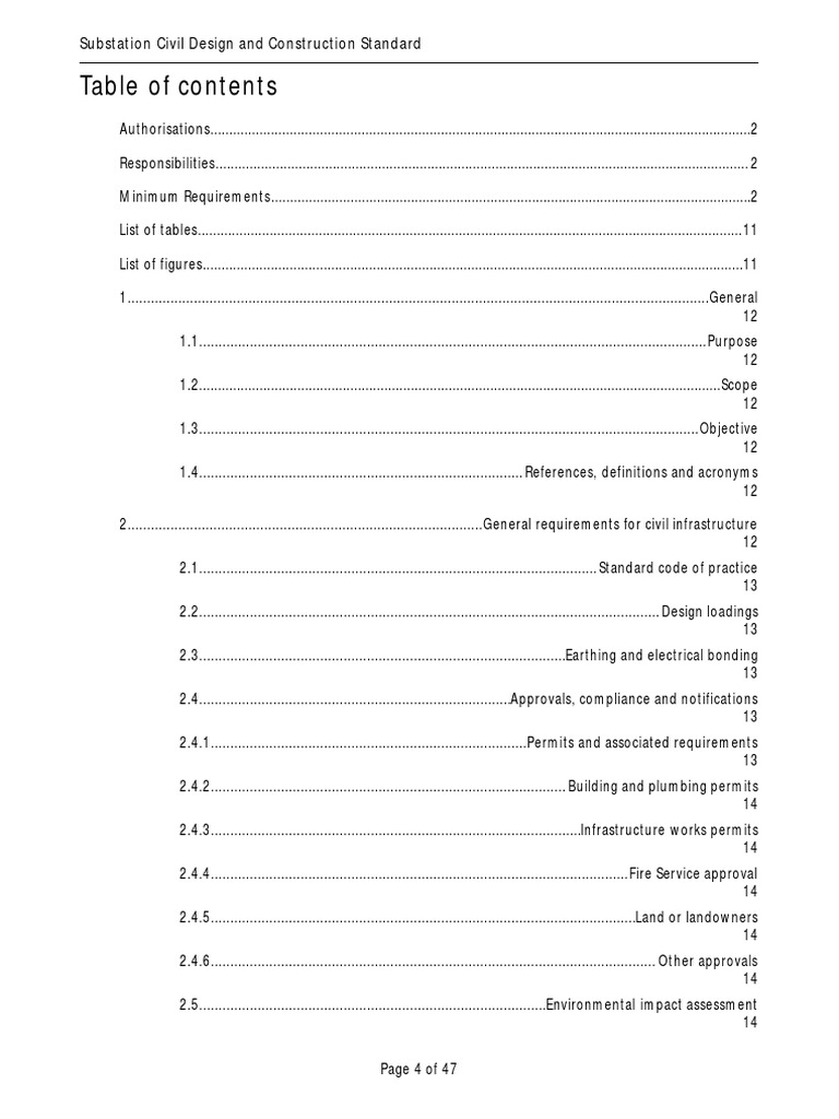Substation Civil Design and Construction Standard | PDF | Road | Concrete