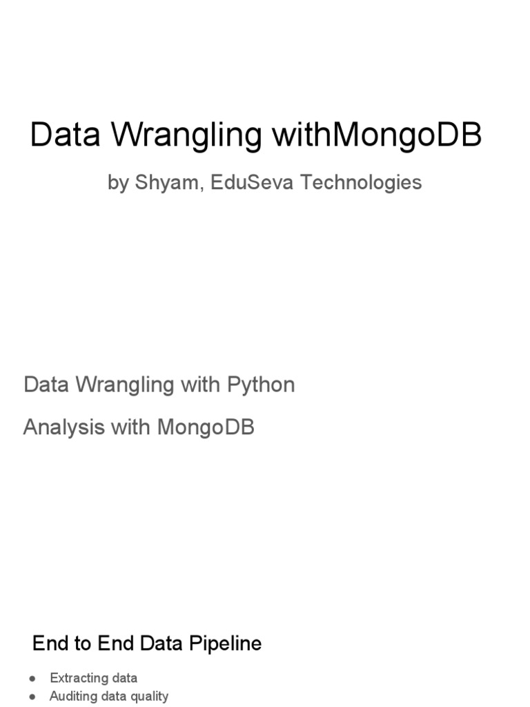 Data Wrangling withMongoDB - Eduseva | Download Free PDF | No Sql | Mongo Db