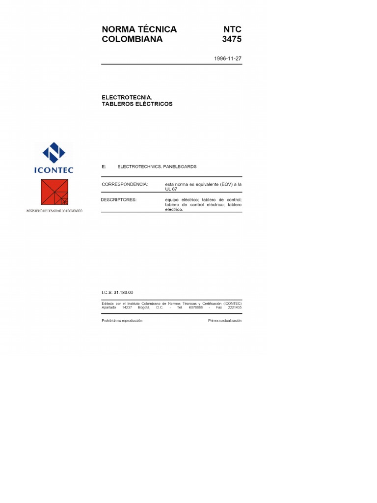 Norma NTC 3475 - Tableros de Distribucion | PDF