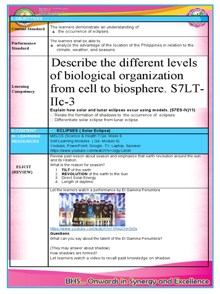 Grade 7 Science DLP Eclipses | PDF | Solar Eclipse | Eclipse