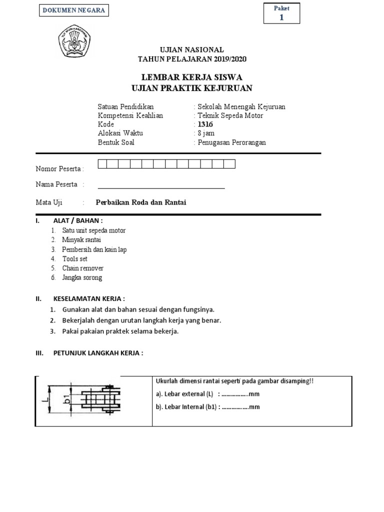 Jobsheet Perbaikan Roda Rantai & Ban | PDF | Game & Aktivitas | Teknologi & Rekayasa