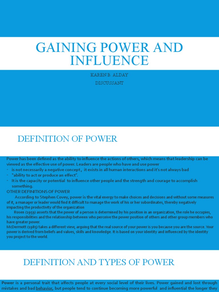 Power and Influence | Download Free PDF | Power (Social And Political ...