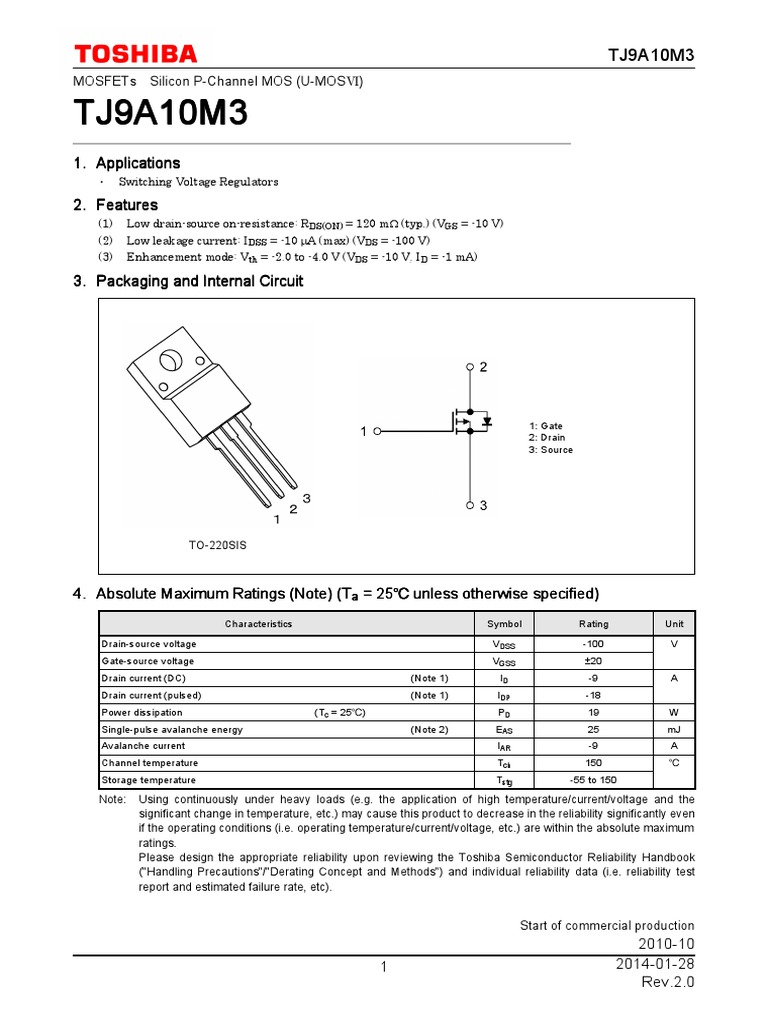 Toshiba TK100E10N1, S1X (S Datasheet | PDF | Field Effect Transistor ...