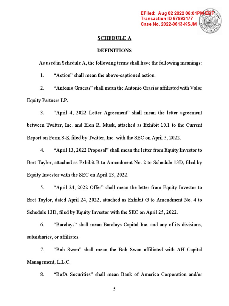03 Schedule A To Subpoena To Tesla Inc. | PDF | Stocks | Mergers And ...