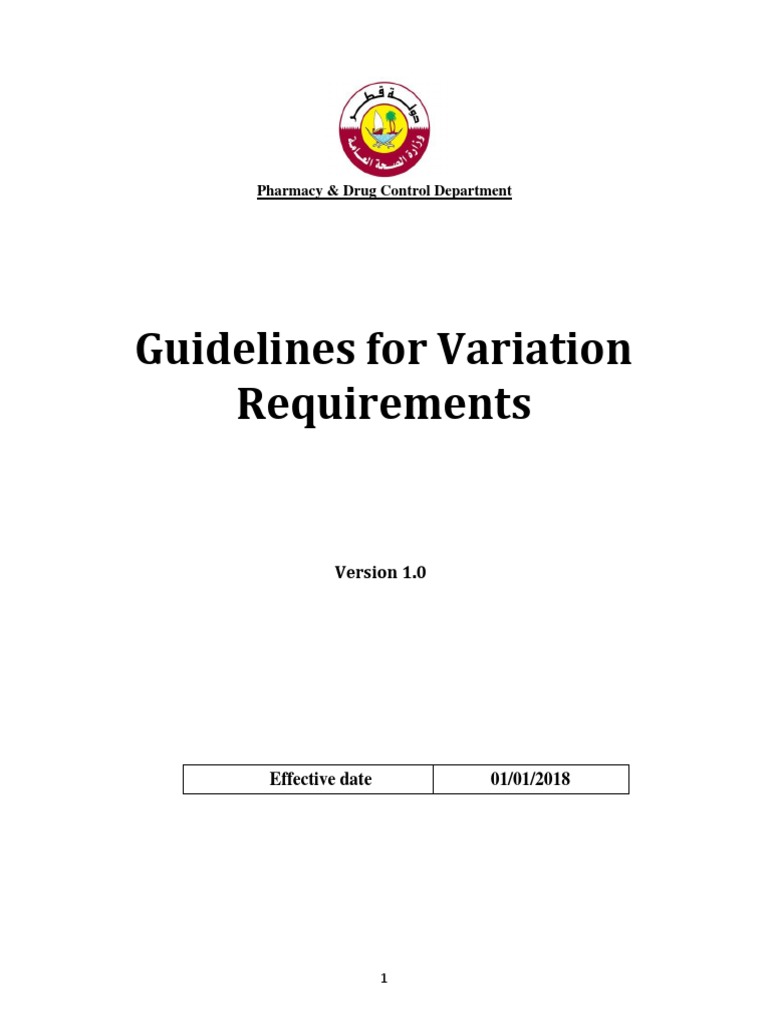 Guidelines For Variation Requirements Version 1.0 | PDF | Pharmacology ...