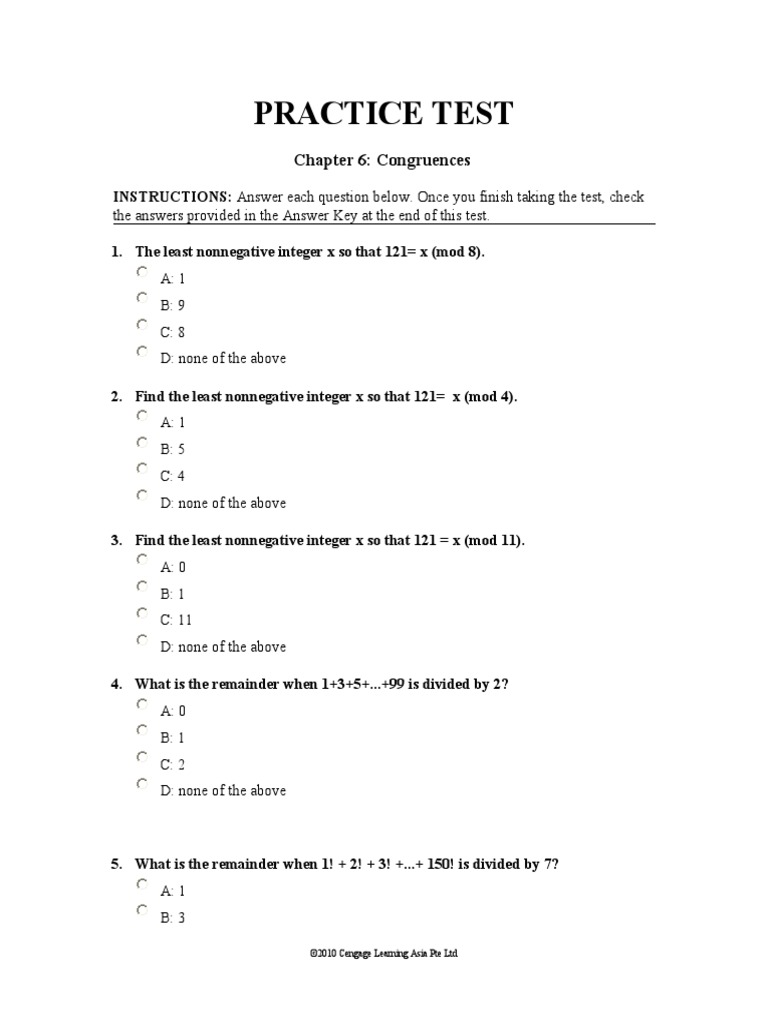 Chapter 6 Practice Test | PDF | Mathematics | Discrete Mathematics