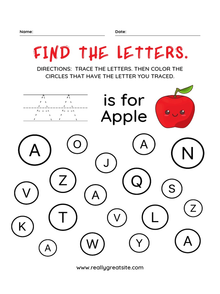 Find, Trace & Color The Letter A To Z Alphabet Worksheet | PDF ...