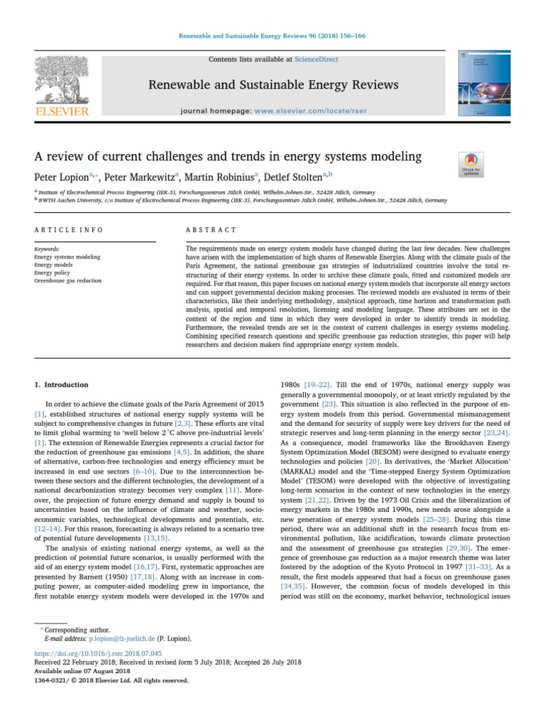 A Review of Current Challenges and Trends in Energy Systems Modeling ...