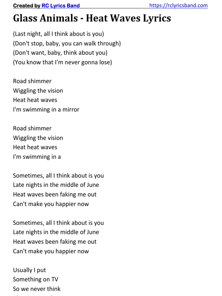 Glass Animals - Heat Waves Lyrics | PDF