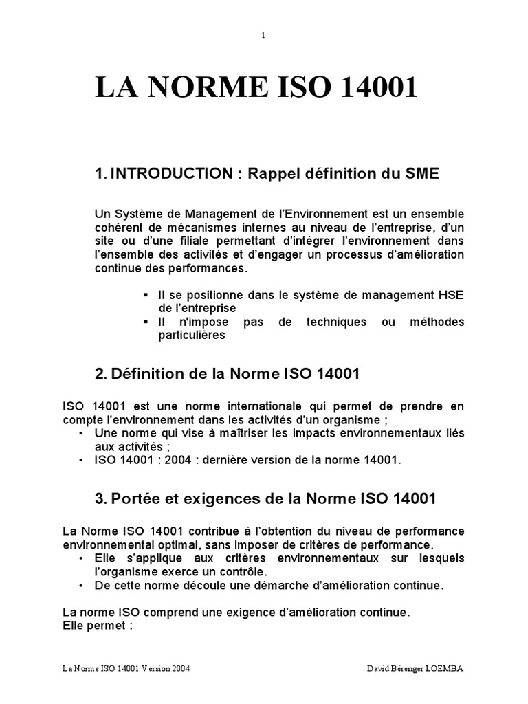 Norme ISO 14001:2004 et ses exigences | PDF | Audit | Environnement naturel