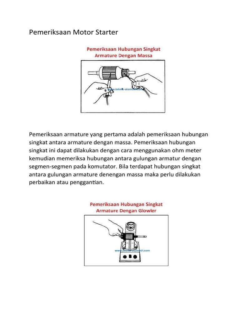 Pemeriksaan Motor Starter dan Komponennya | PDF