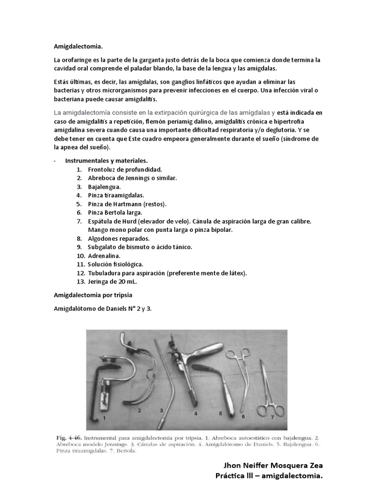 Amigdalectomia | PDF | Especialidades Medicas | Medicina CLINICA