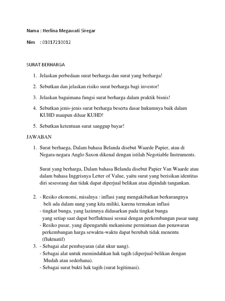 Panduan Surat Berharga | PDF